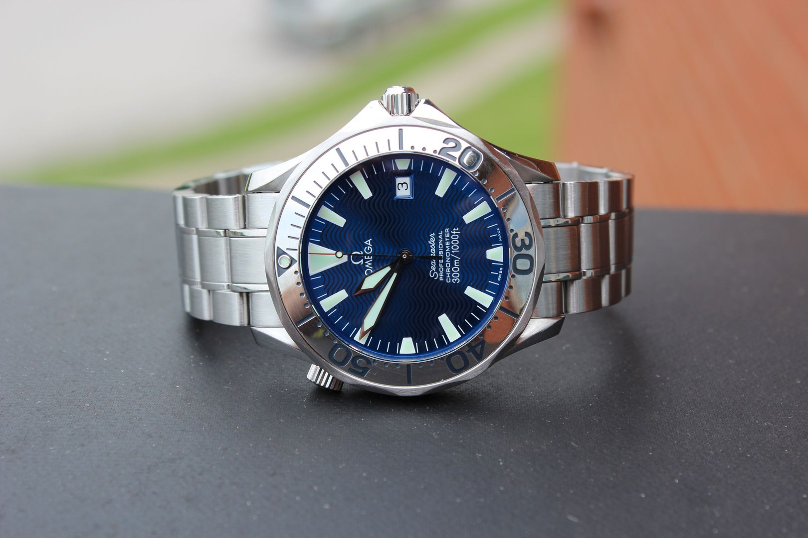 SOLD Omega Seamaster Pro 2255.80 Electric Blue Custom MOD 41mm Full Size Auto w/ OEM Bracelet ...